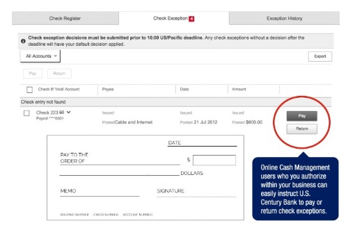 Stop Check Fraud › U.S. Century Bank